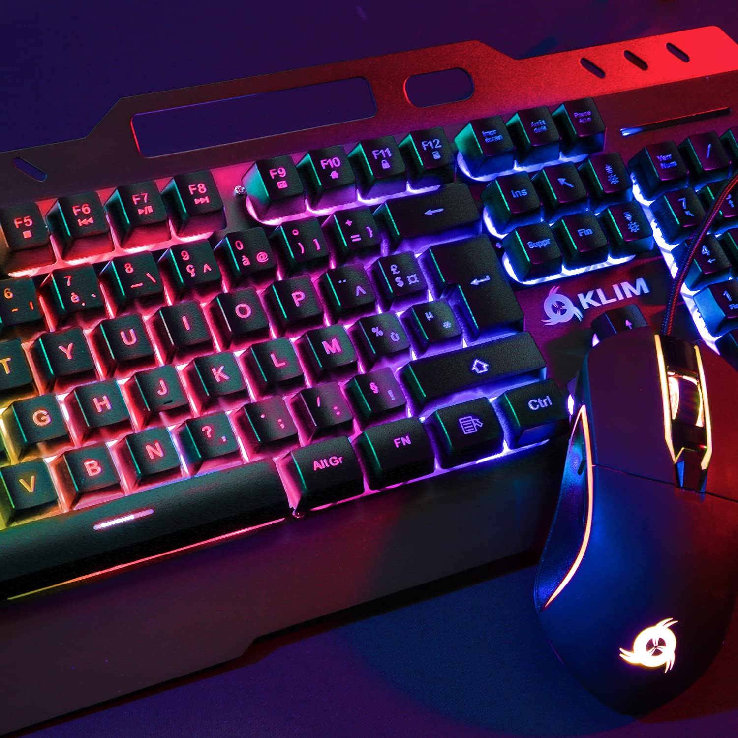 KLIM Lightning Wireless Keyboard US New 2024 + Metal Frame and Durable Keys + Mechanical Feel Keyboard for PC PS4 PS5 + 5-Year Warranty + Wireless Gaming Keyboard with Bright Rainbow Backlighting
