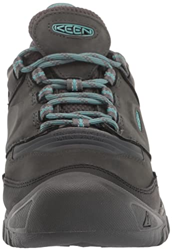 KEEN Women's Ridge Flex Low Height Waterproof Hiking Boots, Raven/Porcelain, 8.5