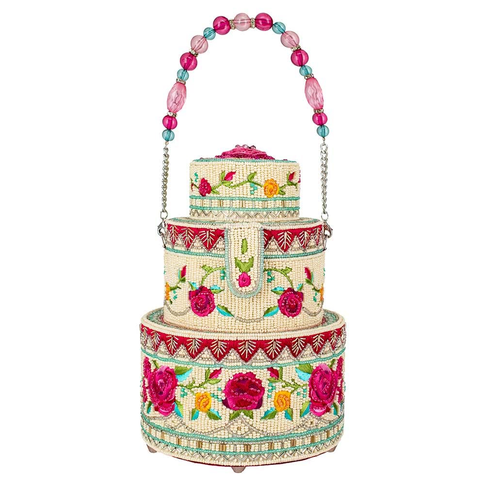 Mary Frances Layers of Love Beaded Top Handle Wedding Cake Bridal Handbag, Metallic
