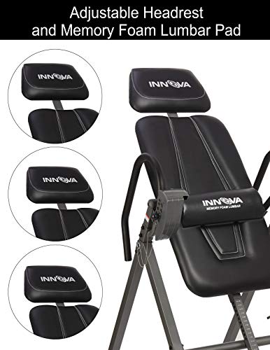 INNOVA HEALTH AND FITNESS ITX9700 Inversion Table with Memory Foam Lumbar Pad,white/off-white