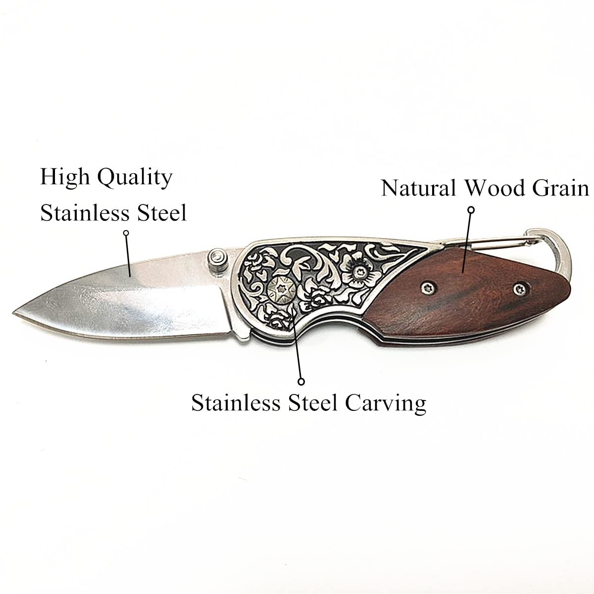 liuliang1 5.5" Open Buckle Portable 3Cr13 Steel Camping Outdoor 58HRC Tactical Folding Knife (black)
