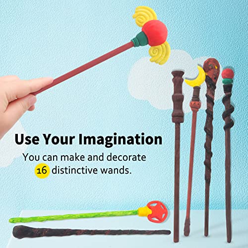 YoHold Magic Wizard Wand Making Kit DIY Craft Set with Wizard Glasses, Lightning Bolt Scar Temporary Tattoo for School Party Supplies,Magic Theme Birthday Party,Halloween Décor