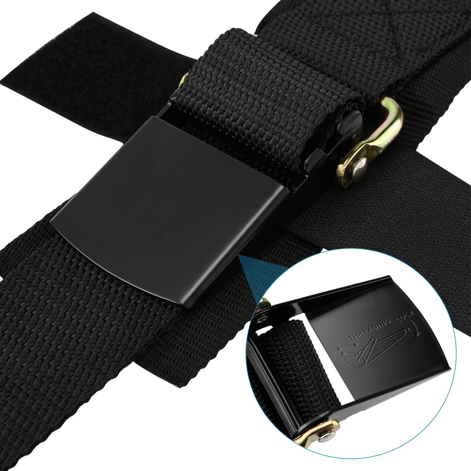 Kohree Boat Trailer Straps Transom Tie Down Straps 1600LBs 2" x4' Adjustable Anti-Scratch Black, for PWC Trailer Pontoon Marine Jet Ski, with Quick Release Buckle & Hooks, Set of 2