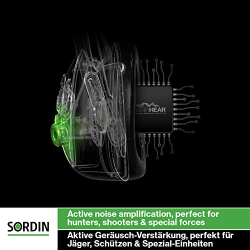 Sordin Supreme Pro-X LED Ear Defenders for Hunting & Shooting - Active & Electronic - Camo Band - Green Ear Muffs