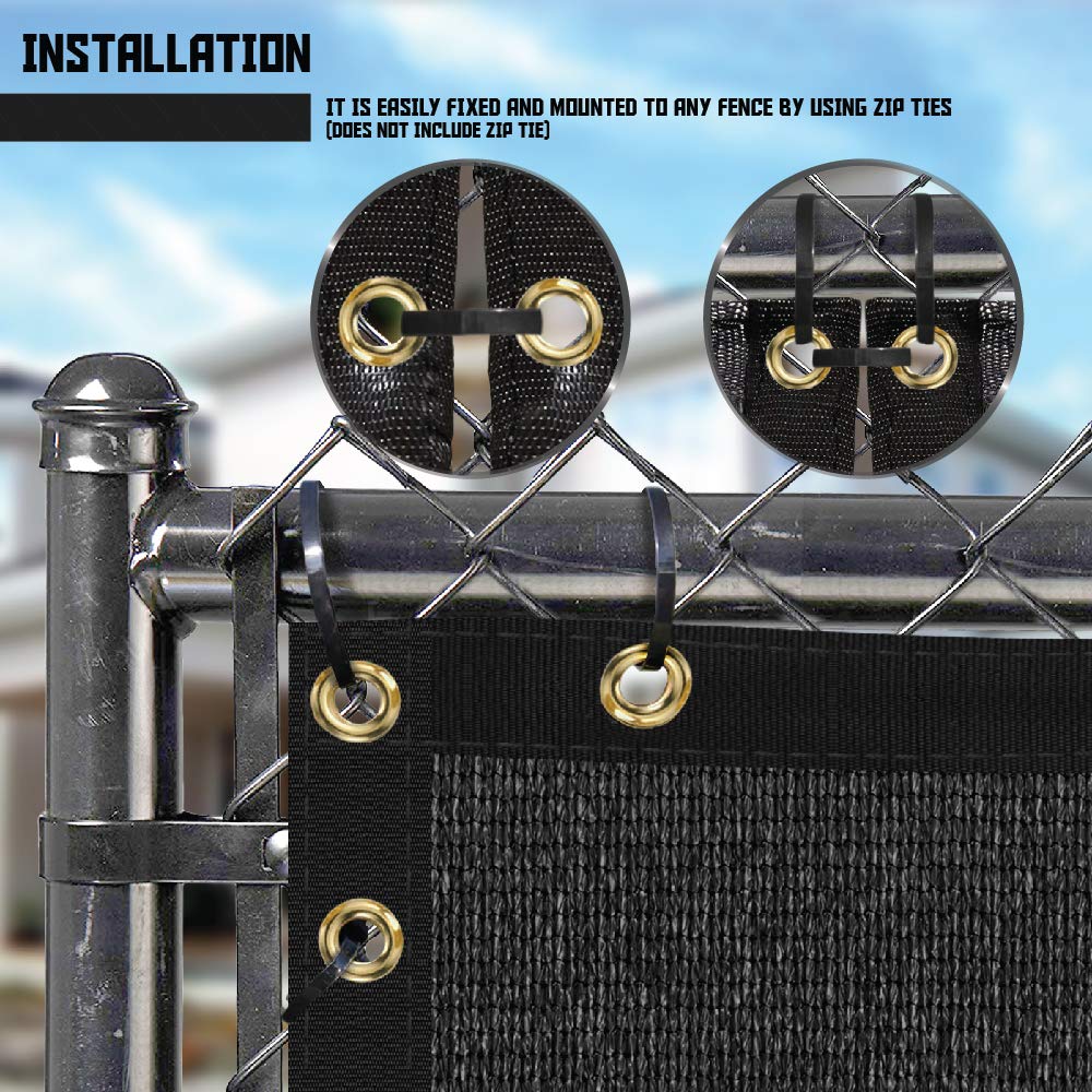 TANG Sunshades Depot Privacy Fence Screen Black 4' x 25' Heavy Duty Commercial Windscreen Residential Netting Fence Cover 150 GSM 88% Blockage with Excellent Airflow 3 Years Warranty