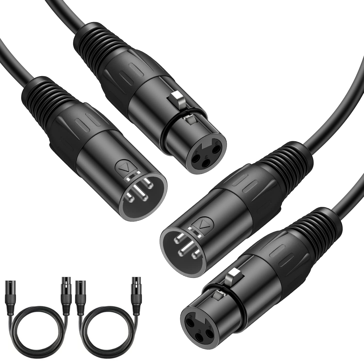 J&D XLR Cable (2 Pack), XLR Male to Female Microphone Cable, 25 Feet