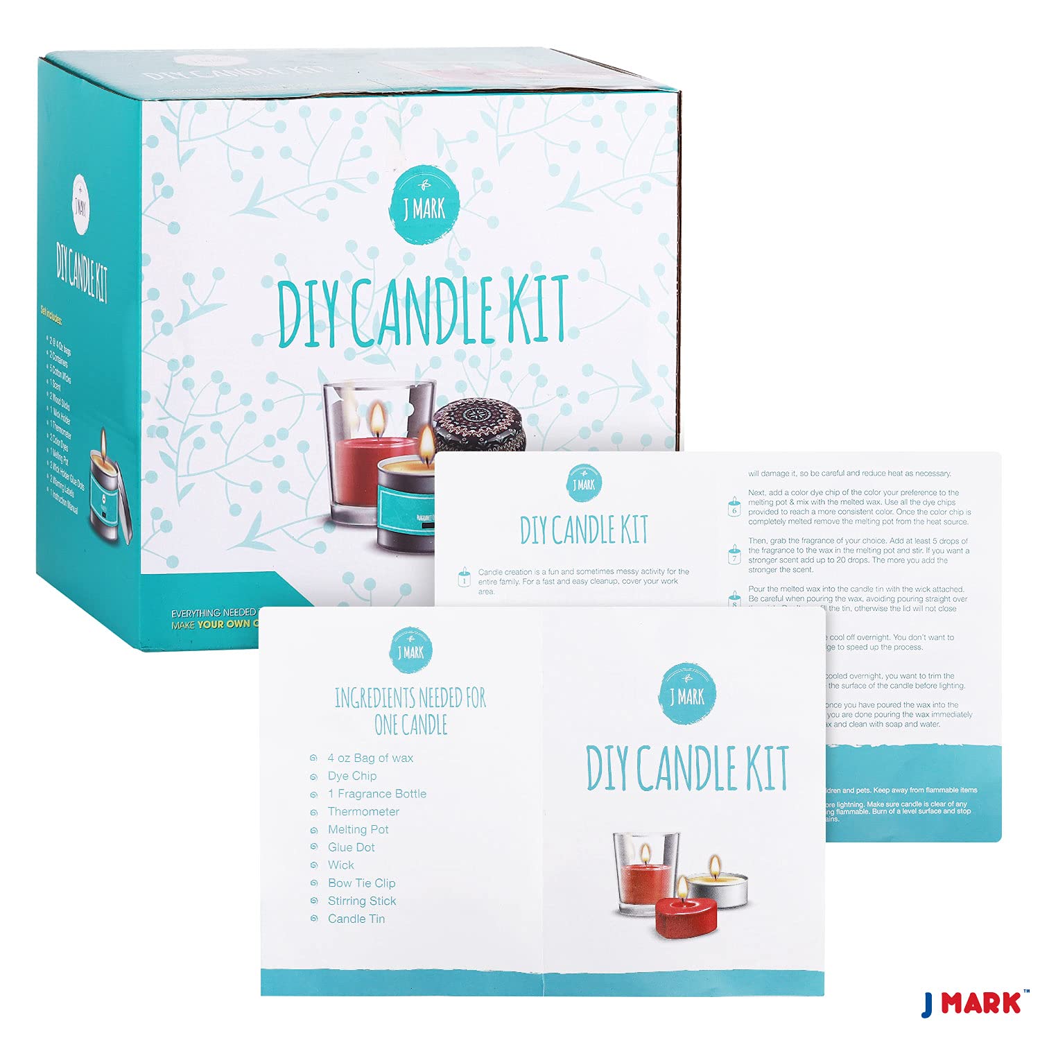 J MARK DIY Candle Making Kit for Adults – All Inclusive with Tins, Wax, Dye, Fragrance Oils and more