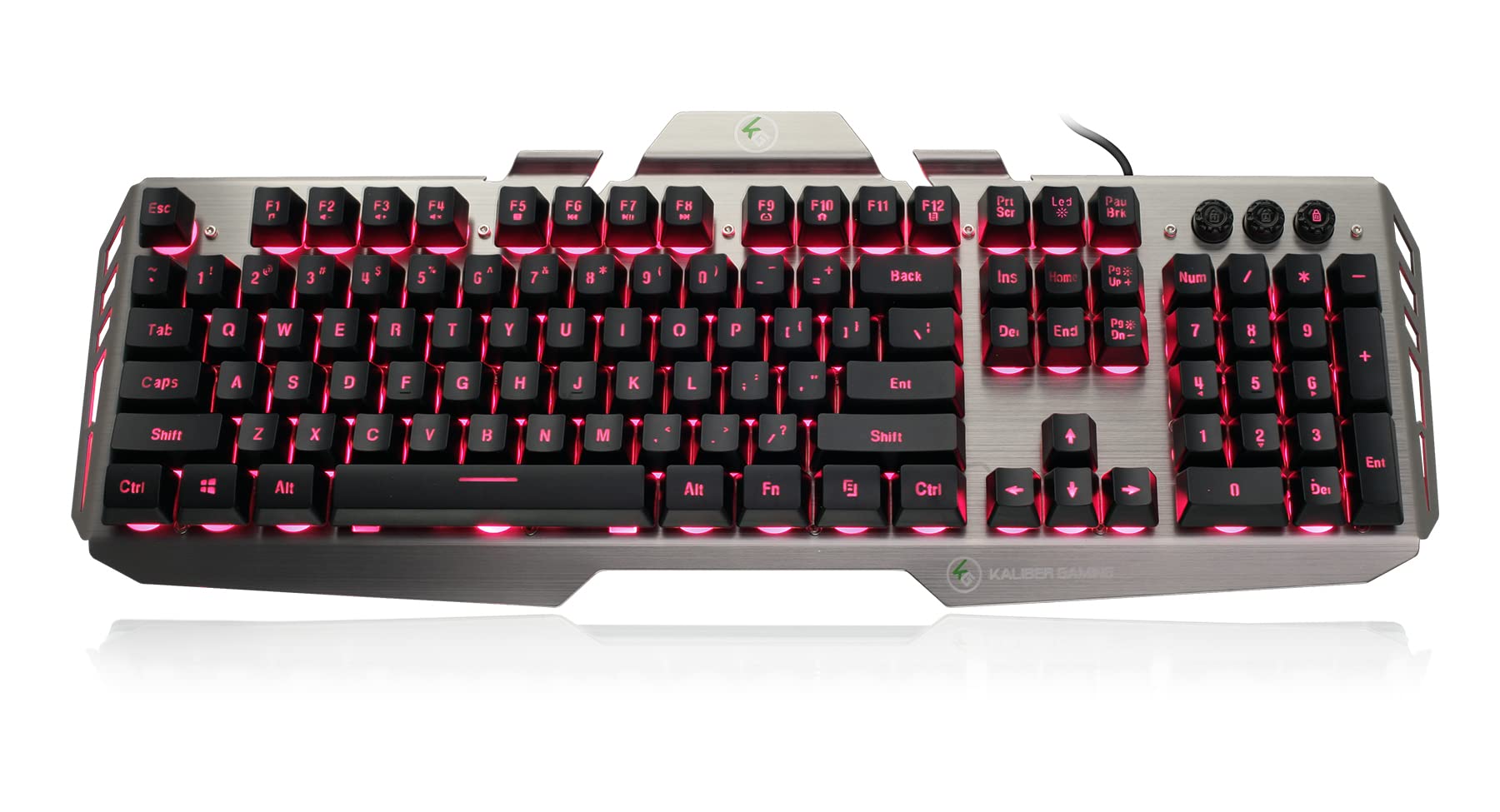 IOGEAR Kaliber Gaming HVER Aluminum Gaming Keyboard, Black/Gray,GKB704L-BK