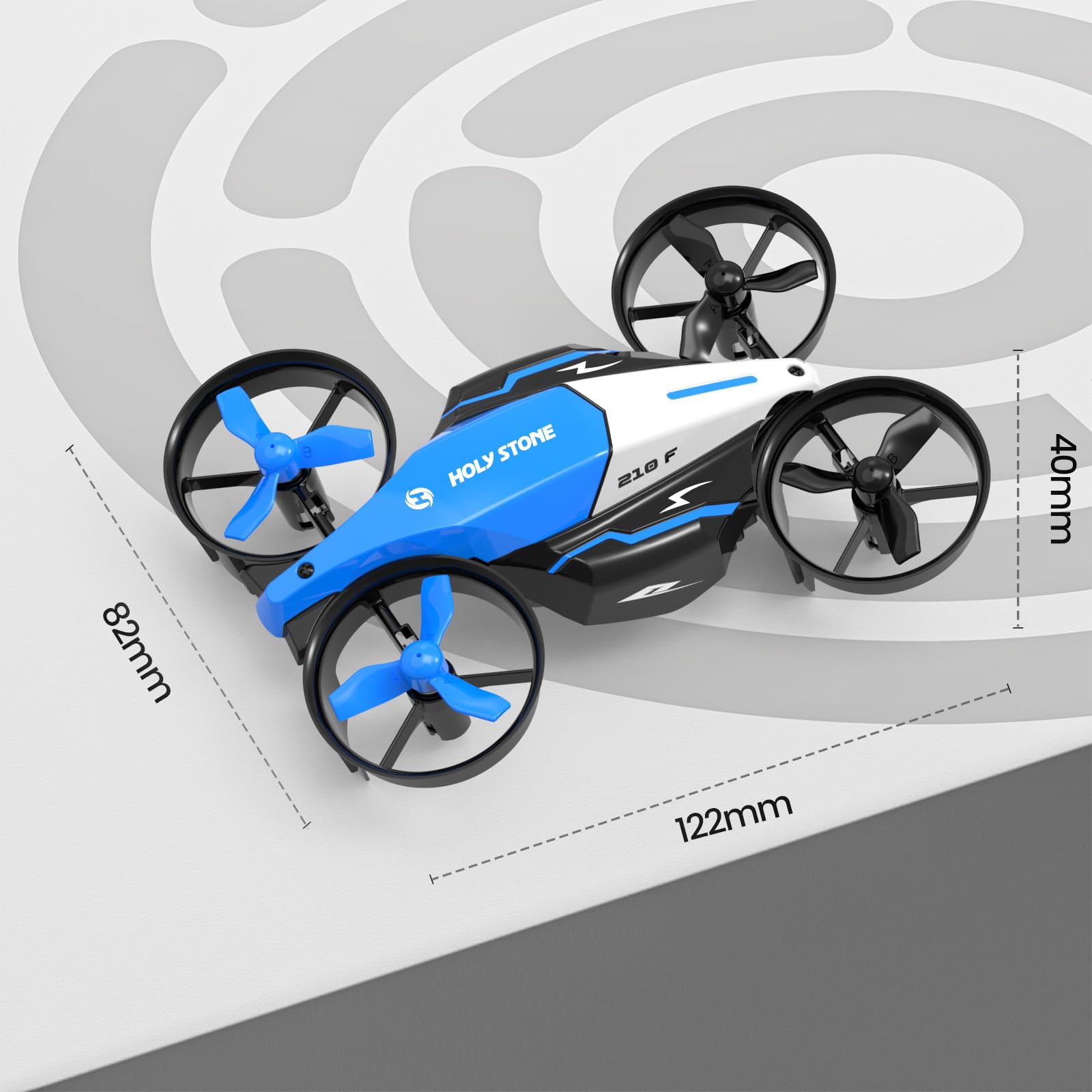 Holy Stone HS210F Mini Drone for Kids, 2 In 1 Small Indoor RC Quadcopter Helicopter Plane with Battery, Land and Fly Mode, Auto Hovering, 3D Flip, Headless Mode, Toy Gift for Boys and Girls, Blue