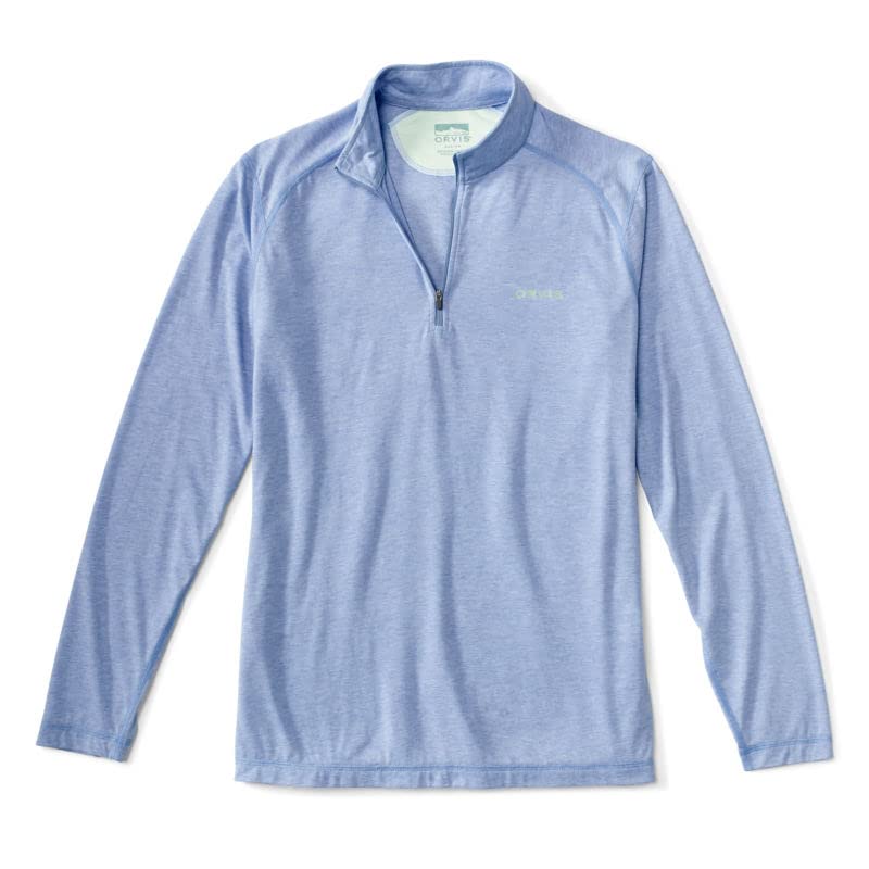 Orvis Men’s Drirelease Quarter-Zip Long Sleeve Shirt for Men - Pullover Men’s T-Shirts with All-Natural Odor Protection, Blue Fog - X-Large