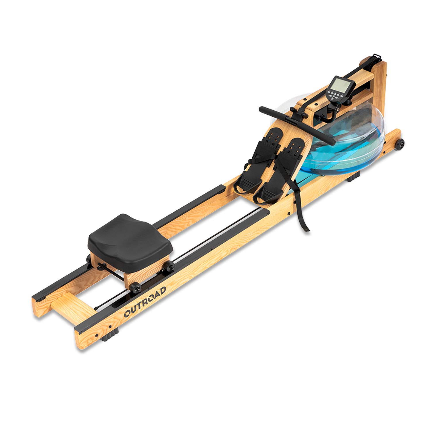 Max4out Water Rowing Machine with LCD Monitor, Adjustable Resistance Rower for Home/Gyms Use with Transport Wheels, Cardio Training Equipment for Full Body Exercises