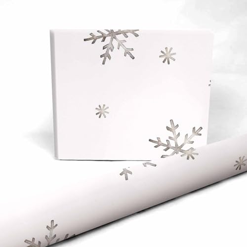 InterestPrint Pattern with Brown Snowflakes Wrapping Paper Jumbo Rolls,Gift Wrap Holiday Birthday Crafts Party Gifts Decorations 1 Piece
