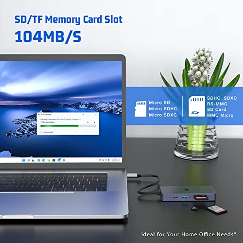 Qhou USB C Hub, 7 in 1 USB Type C Docking Station (USB3.0, HDMI, PD, SD/TF) Compatible with MacBook Pro, Samsung Galaxy S9/S8, Surface Book 2, Dell XPS 13/15, Pixelbook and More