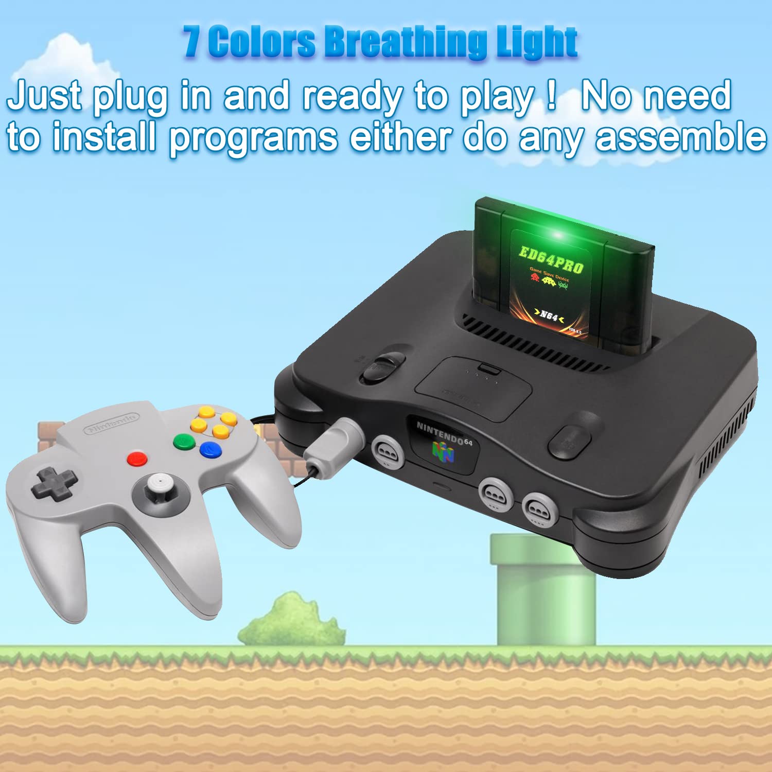 OSTENT ED64 Pro Game Save Device Cartridge 8GB TF Card Adapter for Nintendo 64 N64 Console