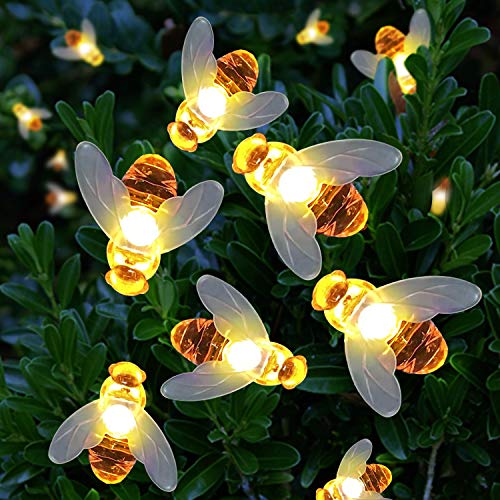 Joiedomi Solar String Lights 21ft 30 LED Waterproof Simulation Bees Decor for Christmas Home Party Garden Patio Xmas Outdoor Decor