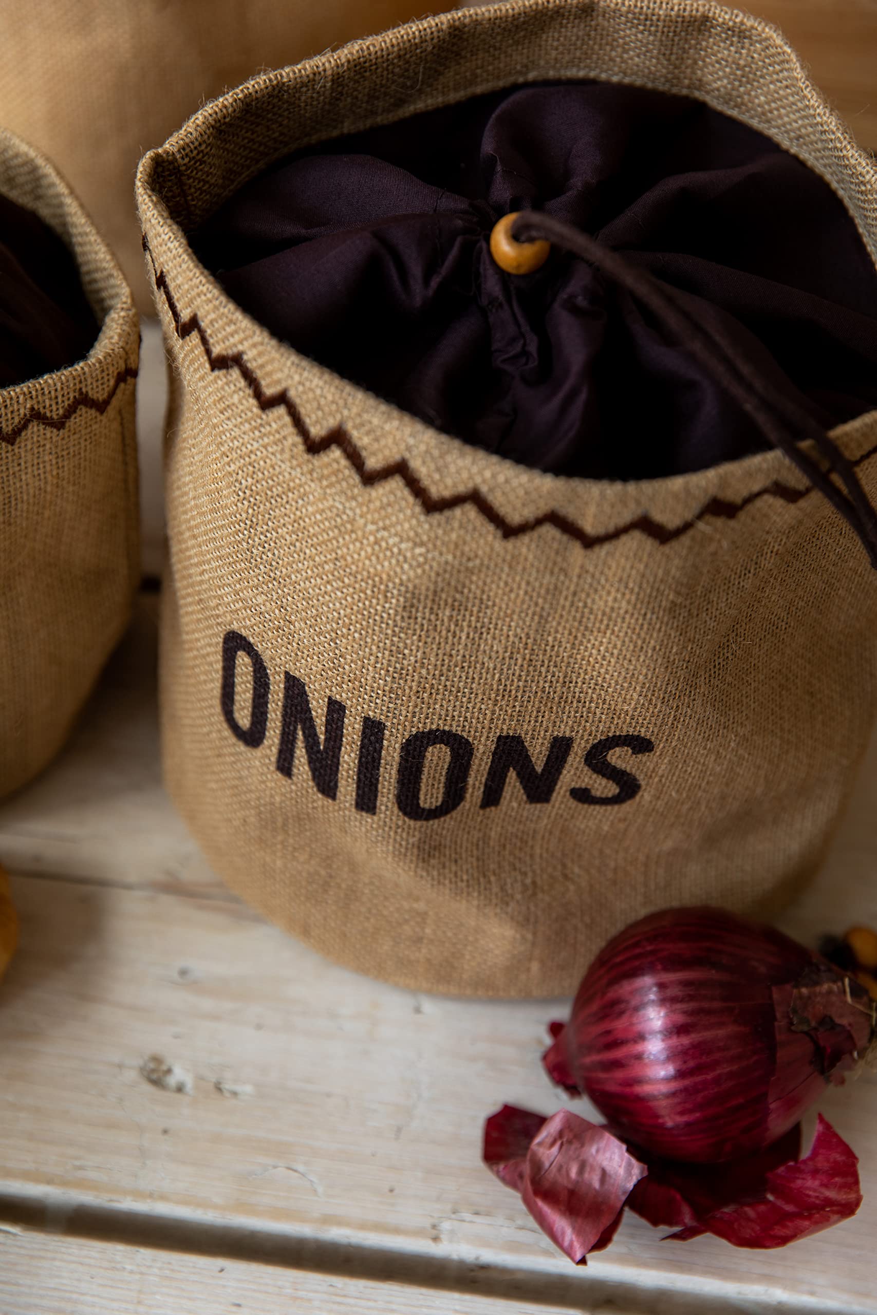 NATURAL ELEMENTS Onion Bag with Blackout Lining, Fabric, 20 x 20 cm, Brown