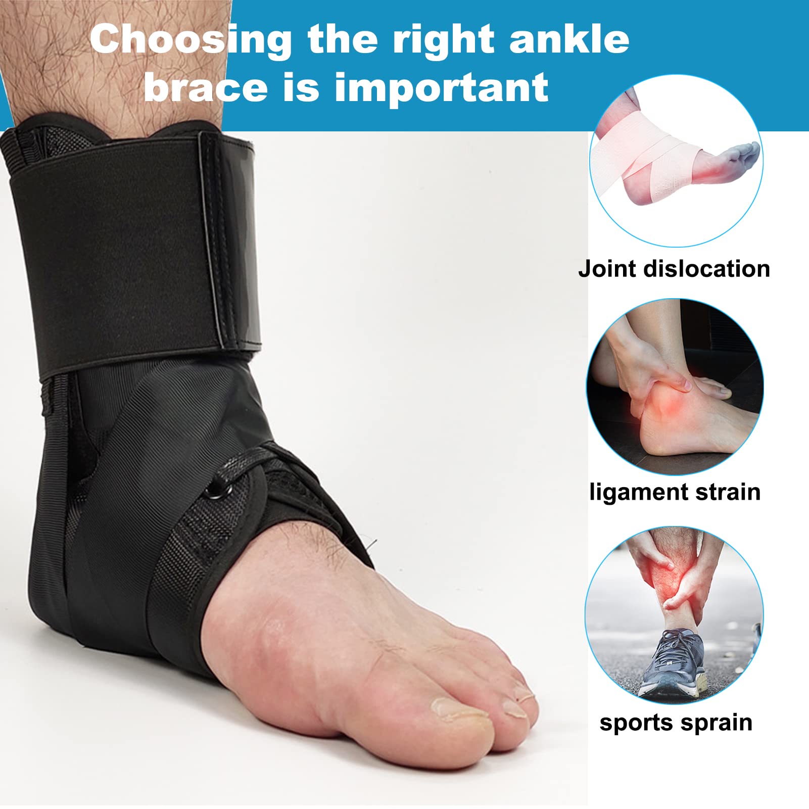 MECBOT Anti-Foot Drop Ankle Brace - Adjustable Support Ankle Foot Brace with Strap for Running, Hiking, Basketball and Sprain Injury Recovery (Large)