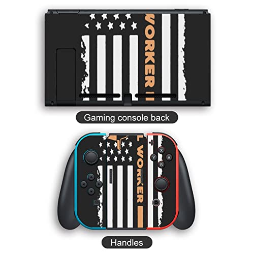 Postal Worker Flag Decal Stickers Cover Set Full Wrap Skin for Switch Protection Faceplate Sticker for Switch