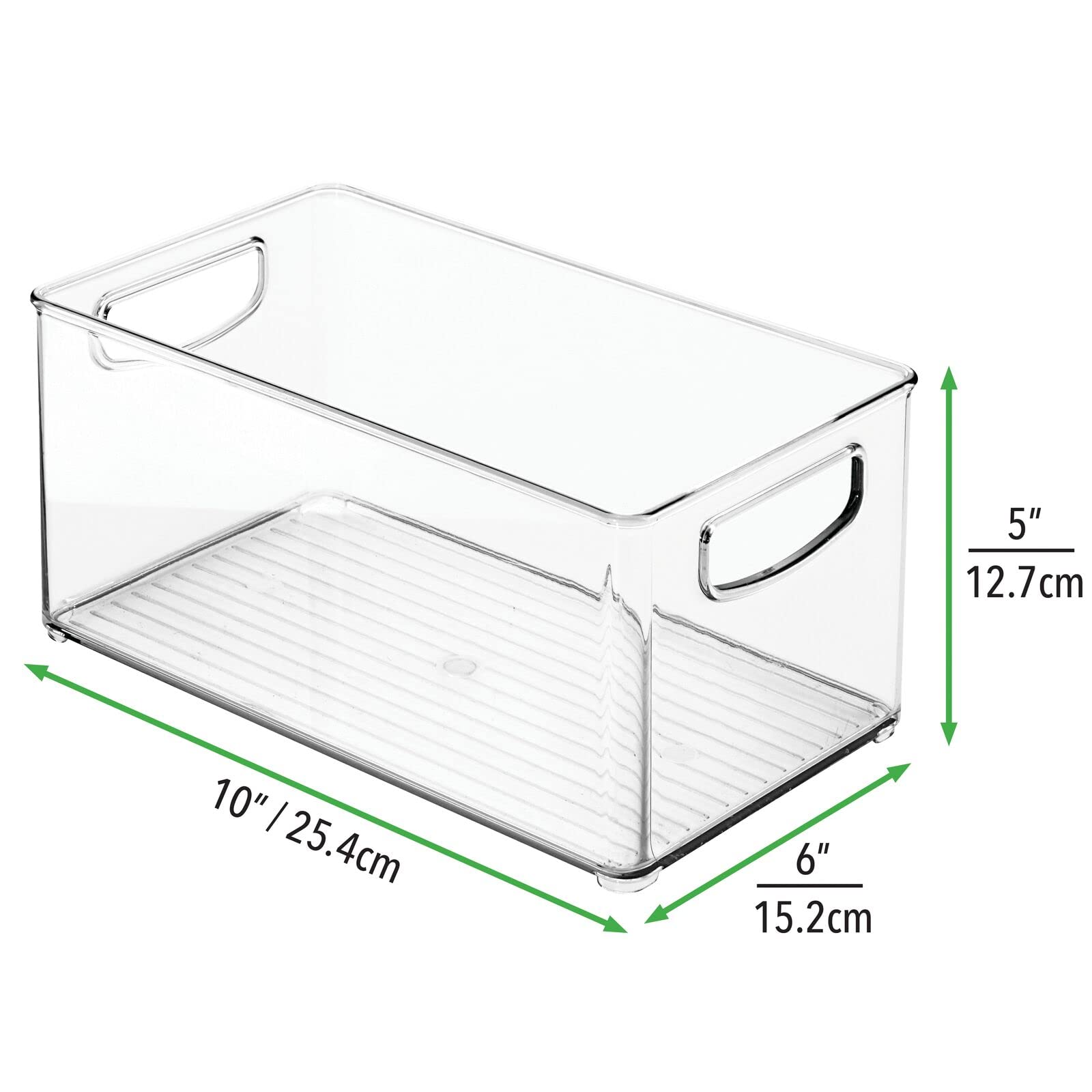 mDesign Plastic Stackable Bin with Handles and 11.5" Round Fluted Lazy Susan Turntable Plastic Spinner Combo Set for Organization in Bathroom, Closet, Cabinet, or Vanity Countertop - Set of 2 - Clear