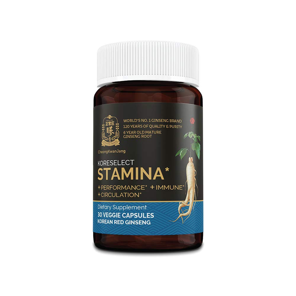KORESELECT Men's Stamina 30 Capsules - Korean Red Panax Ginseng Extract, Zinc, L arginine Dietary Herbal Supplement, Energy Focus