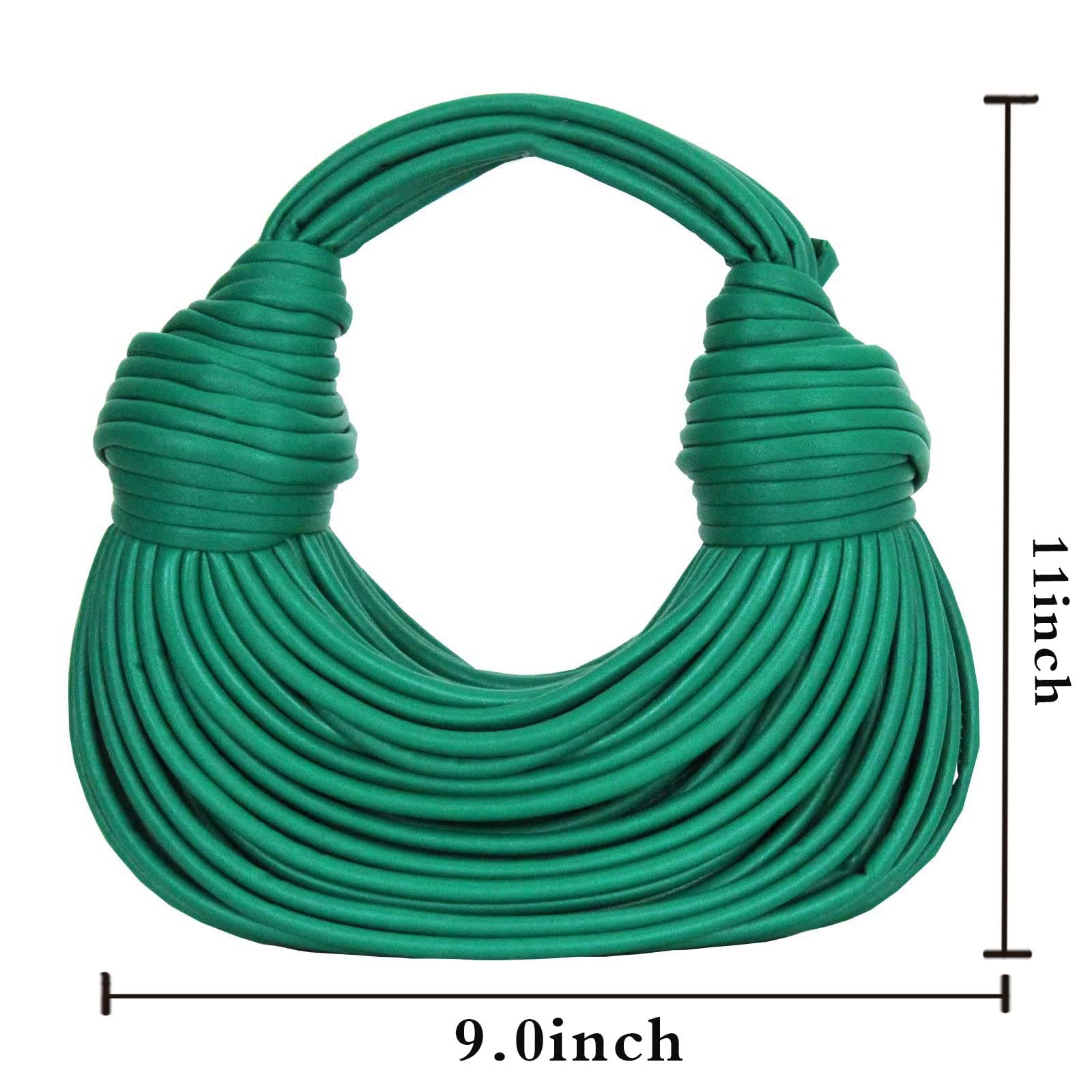 Qiayime Hand-Woven Bread Women's Clutch Top Handle Satchel Shoulder Crossbody Creative Noodles Purses Underarm Bag Handbag (Green)