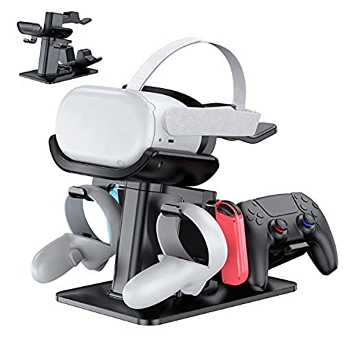 Potadak VR Stand, Multifunctional VR Headset Stand for Headset Display Holder and Controller Holder for Rift (Black)