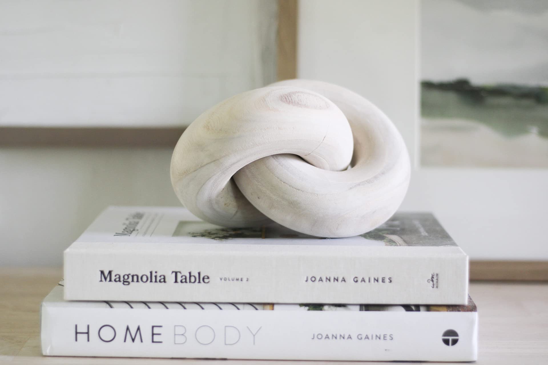littlevillage.co Studio Mcgee Inspired Wood Knot | Farmhouse Home Decor | Rustic Home Decor | Decorative Wood Link Chain (Natural Wood)
