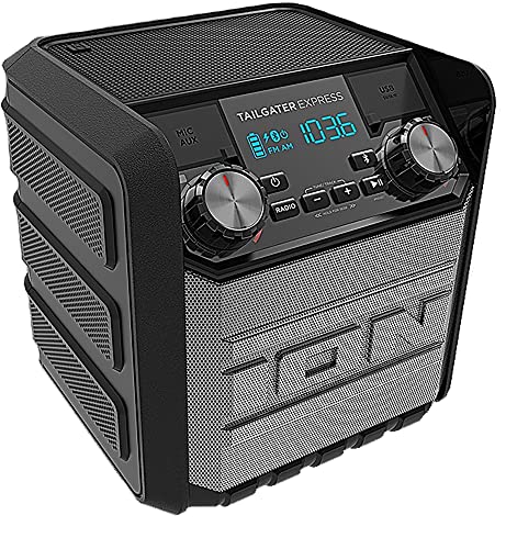 ION Audio Tailgater Express | Compact Water-Resistant Wireless Speaker System with AM/FM Radio & USB Charge Port (20W) (Renewed)