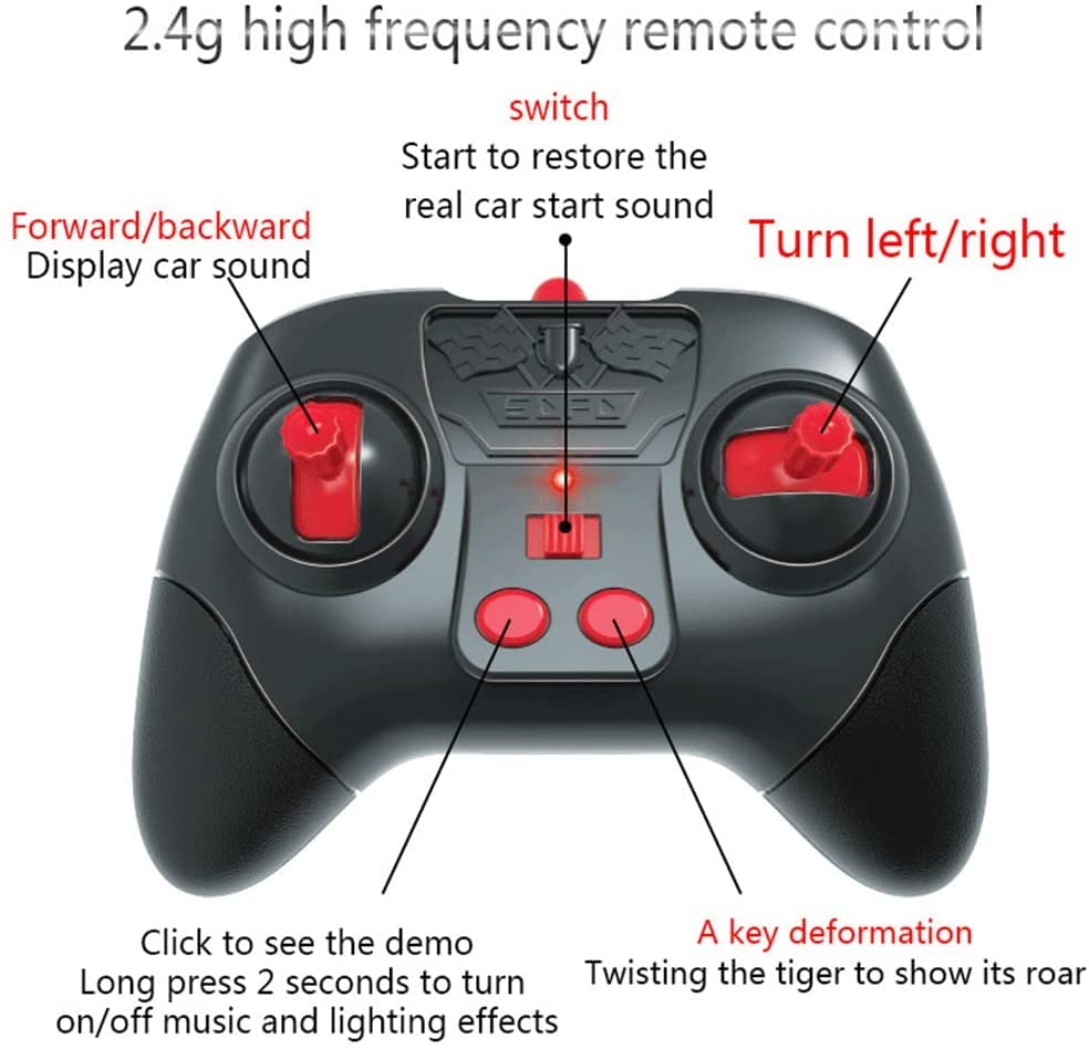 RC Stunt Car, 4WD 2.4GHz Remote Control Car Deformable All-Terrain Off Road Car, 360 Degree Flips Double Sided Rotating Race Car with Gesture Sensor Watch Lights Music for Kids (Red) M76