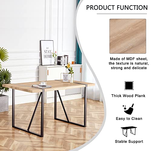 Yoluckea 5 Piece Dining Table Set, Modern Farmhouse Wood Dining Table with 4 Dining Chairs Set, Rectangular Kitchen Table Upholstered Fabric Side Chairs, 55.1" W x 31.4" D x 29.9" H