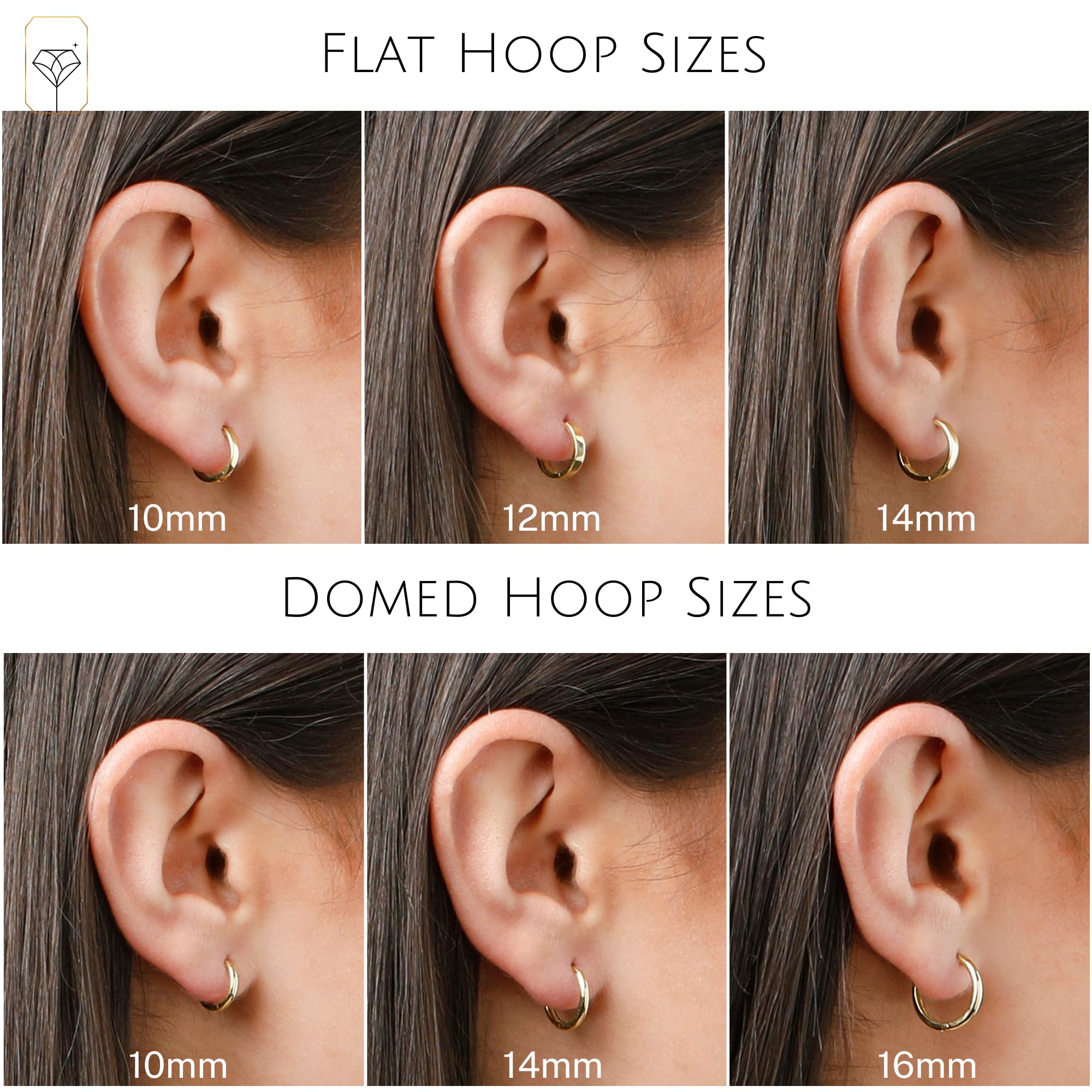MAX + STONE 14k Solid Yellow Gold Domed Style Huggie Hoop Earrings with Hidden Post Hinged Closure 10mm