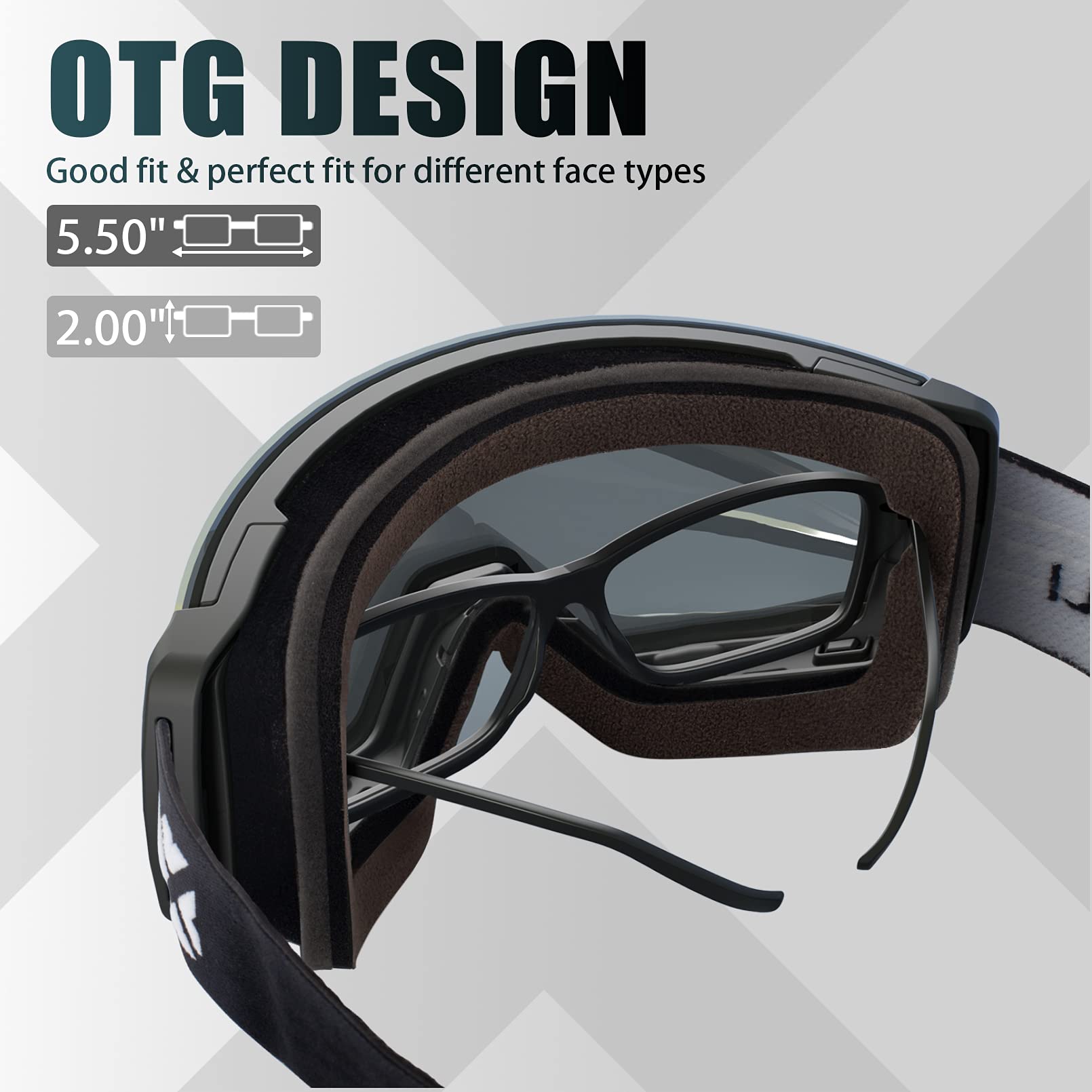 MAXJULI Ski Goggles Men Women,OTG Snow Goggles with Magnetic Interchangeable Anti-fog HD Lens UV Protection (Black Frame/Silver Lens)