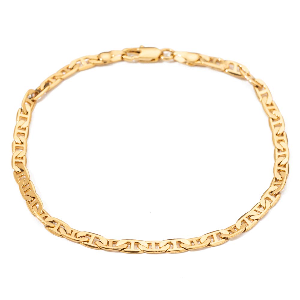 kelistom 18K Gold Plated Mariner Chain Anklet for Women & Teen Girls, 9 inches (Gold)