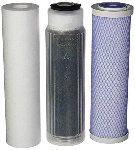 Reverse Osmosis Deionization (RODI) 10" Replacement Filter Kit (Sediment Cartridge, Carbon Cartridge, Color Indicating DI Cartridge Filled with MBD-30 Nuclear Grade Resin)by CFS
