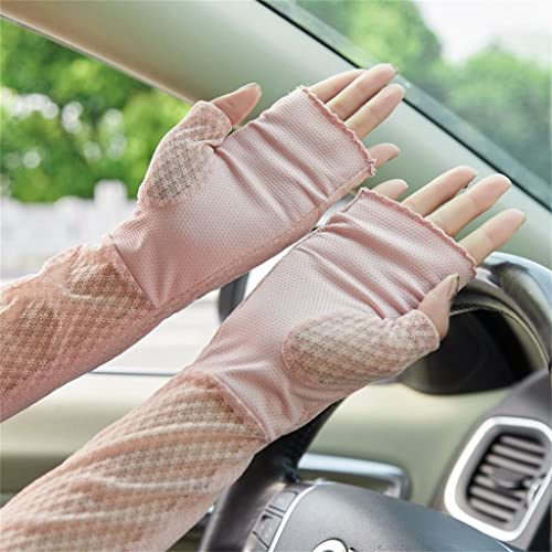 n/a Long Driving Riding Gloves Thin Section Half Finger Arm Guard Arm Sleeve Sleeve Hand Sleeve Summer Women's (Color : A, Size : 54 * 7cm)