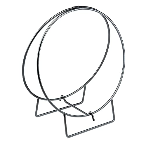 UniFlame Firewood Log Hoop Rack with 1/2" Solid Stock, Black