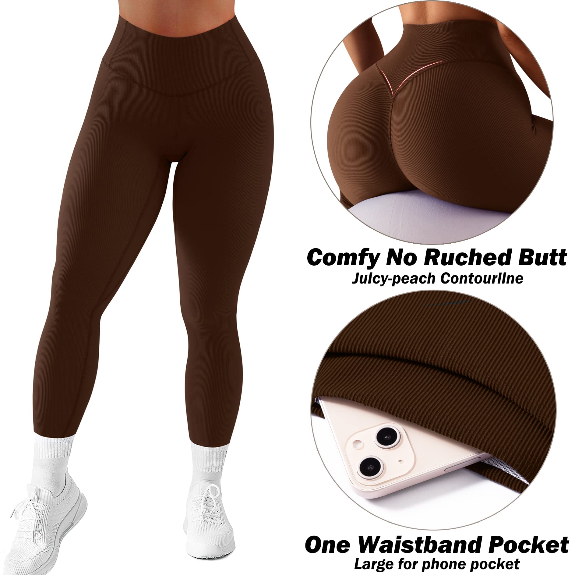 OMKAGI Women Seamless High Waisted Workout Leggings with Pocket Tummy Control Yoga Pants(L,1277-Red)