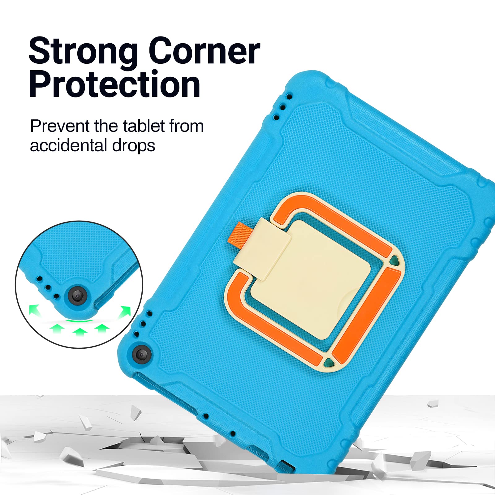 Simpleway Kids Case for Fire HD 8 Tablet 10th Generation 2020 Release, Fire HD 8 and HD 8 Plus Tablet Case for Kids,Shockproof Lightweight Rotating Foldable Handle Stand Holder Tablet Case Cover