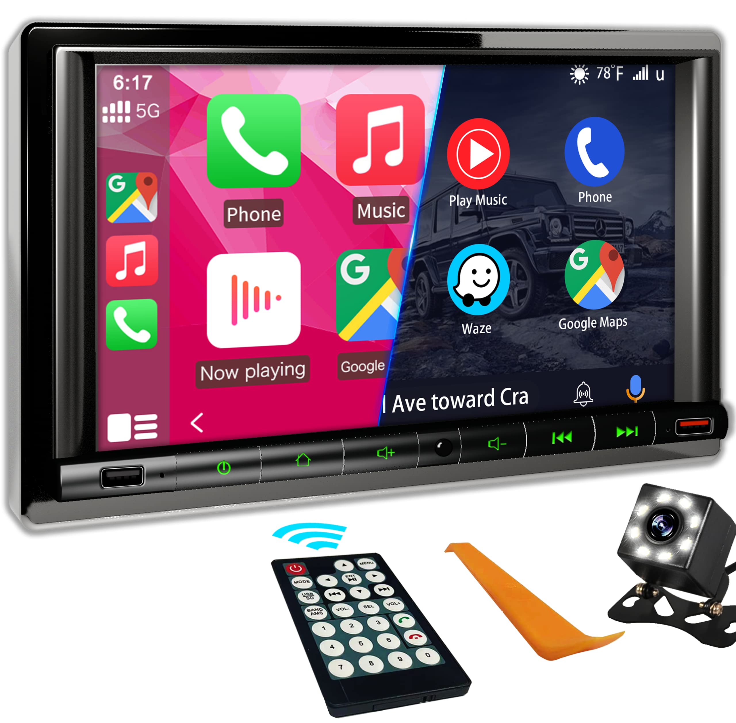 MAXIMACA TH0018 2-Din Car Audio Receiver, Bluetooth 5.2, 1280x720 Touchscreen, 4x52W Output, Android and iOS Compatible