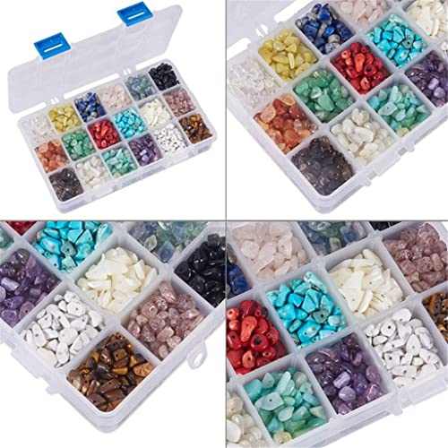 TBGFPO 18 Color Chips Beads Irregular Shaped Beads Tumbled Gemstone Chips Crystal Crushed Bead DIY Making Supplies Kits