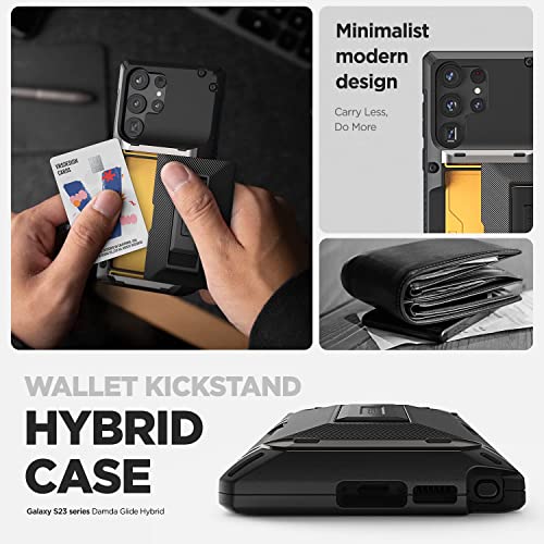 VRS DESIGN Damda Glide Hybrid Phone Case for Galaxy S23 Ultra Case, Sturdy Functional Case Compatible with Galaxy S23 Ultra 6.8'' (2023) Groove Black