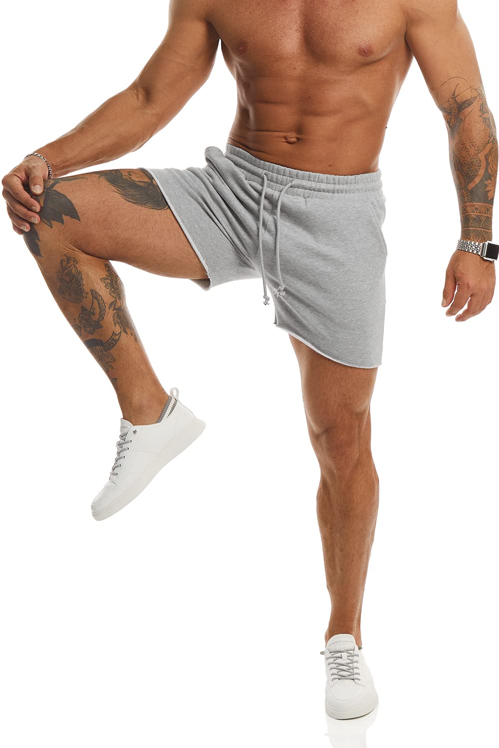 Ouber Men’s Workout Squatting Shorts Slim Fit Gym Weightlifting Bodybuilding Grey,M