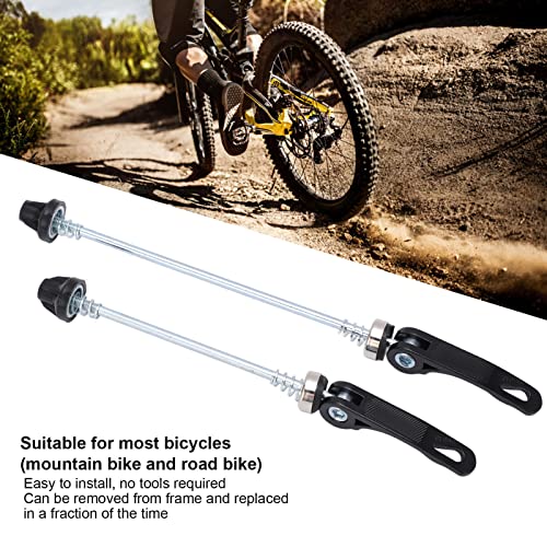 Pwshymi Bike Hub Quick Release Rod, Quick Release Lock Skewers High Temperature Resistance Bicycle Accessories Universal Heavy Duty 1 Pair for Road Bike(Black)