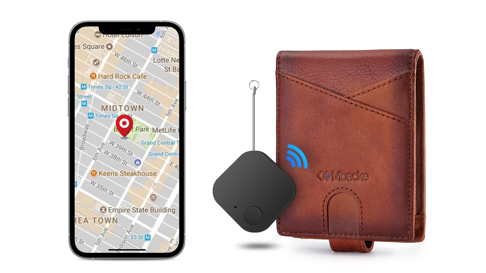 Mbacke RFID Blocking Wallet For Men With Tracker Genuine Leather Made Slim Minimalist Stylish Wallet With GPS Free Bluetooth Wallet Tracker RFID Code Holder & Gift Box- Brown