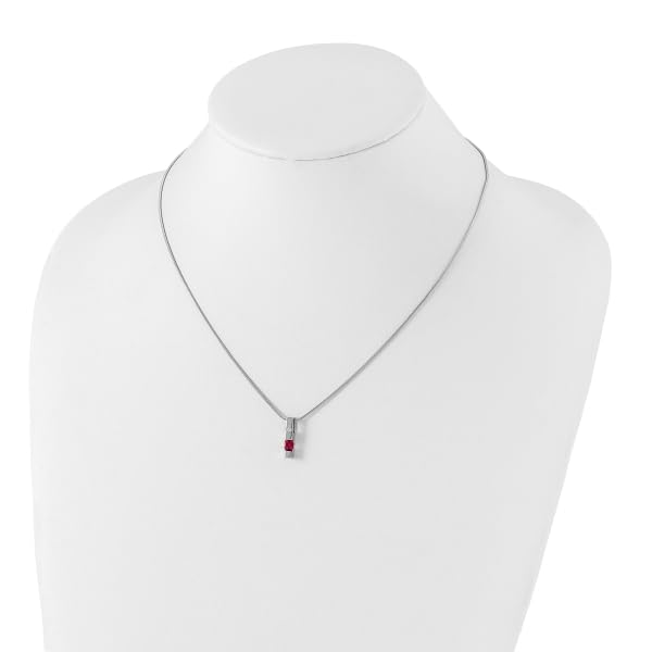 IceCarats 925 Sterling Silver 18 inch Diamond Pink Tourmaline Chain Necklace Gemstone Pendant Charm