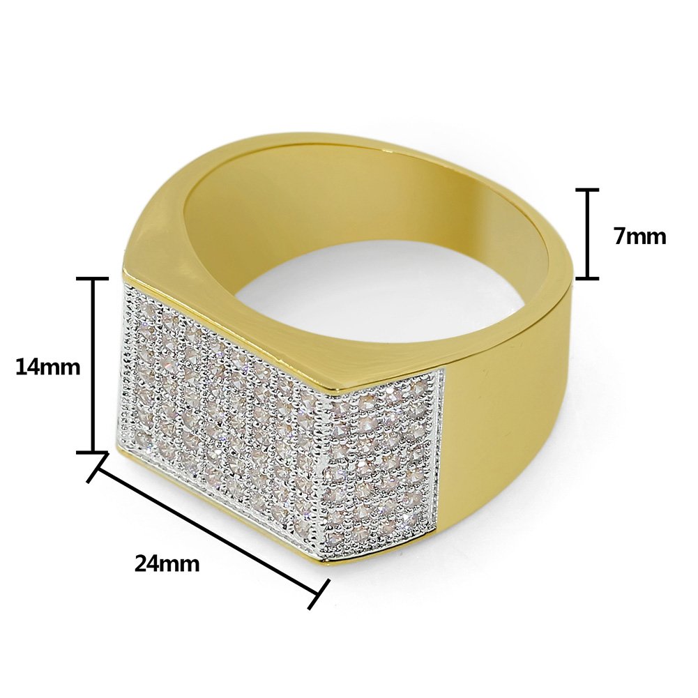 JINAO 18k Gold Plated Iced Out Square Bling Ring Cubic Zirconia Statement Wedding Band Ring for Women Men Hip Hop (11)