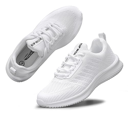K KIP WOK Walking Shoes Women Fashion Rainbow Sneakers Tennis Shoes Lightweight Travel Artistic Leopard (White2,7B(M) US)