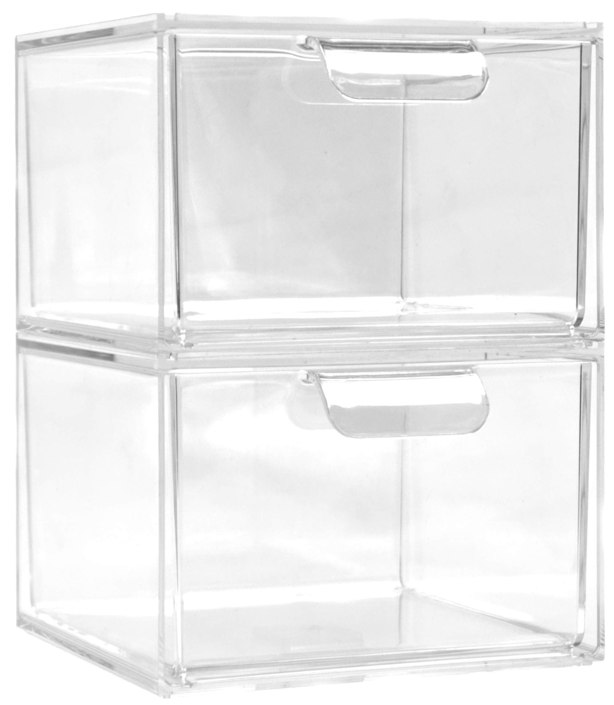 ImpiriLux Stackable Kitchen and Bathroom Acrylic Drawer Organizer | Set of Two Drawers