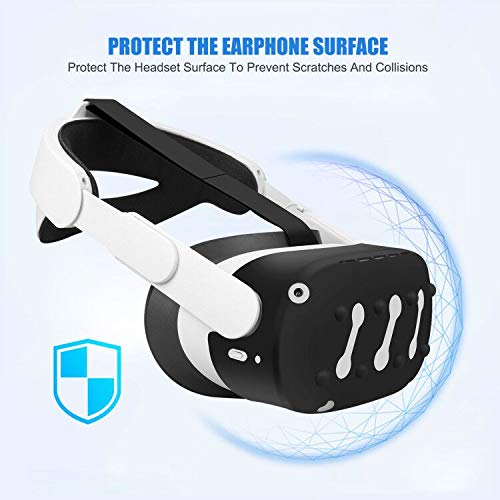 MASiKEN Silicone VR Front Cover for Oculus Quest 2, Premium Protection Shell Cap, Glasses Head Protect Replacement Accessories, Prevent Damage, Heat Dissipation and Lightness (Black)