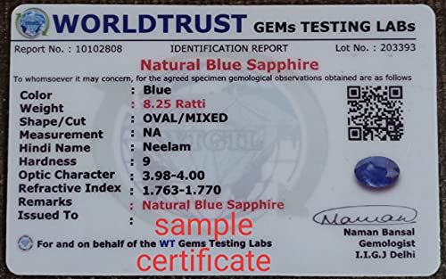 LMDPRAJAPATIS Lab - Certified Blue Sapphire Neelam Birthstone Sapphire Women's Ring, Ring Size 10